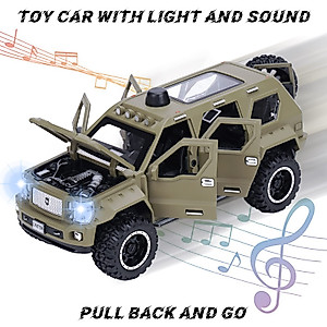 ORALEAF Die Cast Metal Toy Cars, 1/24 Scale Off-Road Car Toy Model with Sound and Light, Gifts for 3 Year Old Boys and up