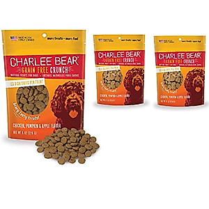 Charlee Bear Crunch Chicken, Pumpkin & Apple Flavor Dog Treat and Snack (3 Pack) 8 oz Each