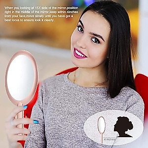 B Beauty Planet Handheld Mirror with Handle Double Sided, 1x/15x Magnifying Hand Mirror for Women, Hand Held Mirror with Adjustable Stand, 6"