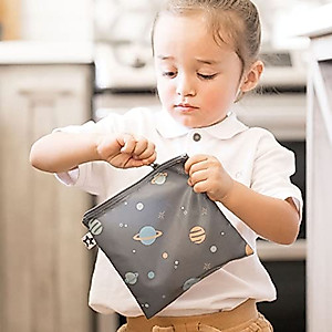 Tiny Twinkle 5 Pack Reusable Snack Bags - Machine Washable, PFAS, PVC, BPA, Phthalate-Free Reusable Baby and Toddler Food Safe Snack Bags (Space)