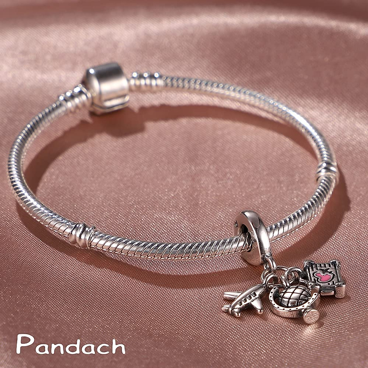 Pandach 925 Sterling Silver Charms for Bracelets Necklace with 5A CZ Stones Dangle Pendant Bead Jewelry Beads Gifts for Women