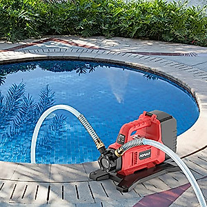 POPULO Hybrid Water Transfer Pump, 120VAC or 20VDC Portable Electric Utility Pump, 4.0AH 325GPH 45FT Electric Cordless Water Pump for Home, Pool, RV, Garden, Hot Tub, Tank, Ponds, Aquariums