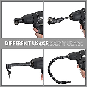14 Pcs Flexible Drill Bit Extension Set 1/4 Inch Hex Shank Bendable Drill Bit Extension 105 Right Angle Drill 90 Right Angle Screwdriver Bits 10 Short Screwdriver Bits Electric Hand Tool
