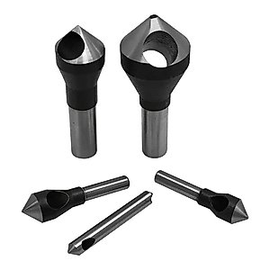#0-4 90 Degree HSS Zero Flute Countersink & Deburring Tool 5 Pc. Set 1/16, 5/32, 3/16, 5/16, 9/16"