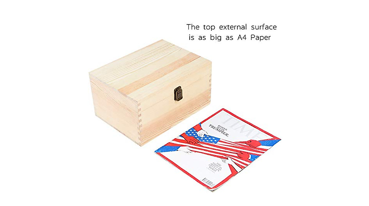 Extra Large Unfinished Pine Wood Box for DIY Crafts & Storage