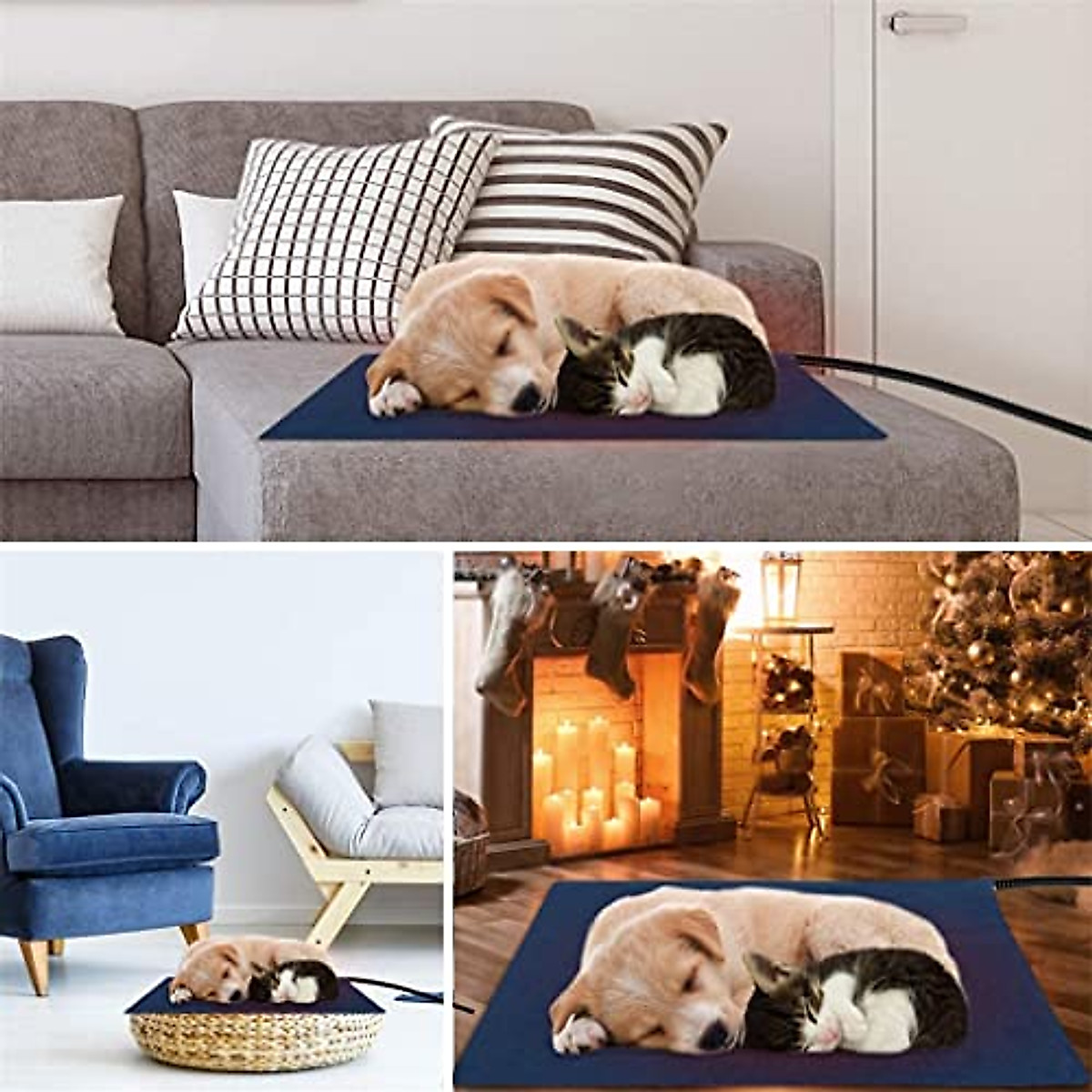 LXXSH Electric Pet Heating Pad Blanket Bed for Dogs and Cats Indoor Warming Mat Home Office Chair Heated Mat 50x50cm