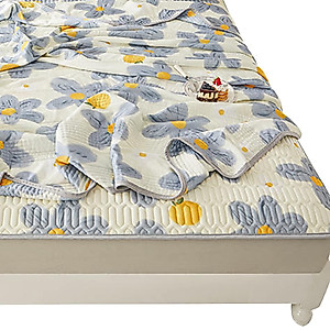 Latex Sleeping Mat Soft Breathable Skin Friendly Cooling Mattress Topper Pad with 2 Pillowcase for Summer (Type 1 Sleeping Mat 150x200cm / 59.1x78.7in)