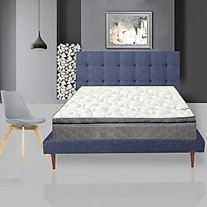 Greaton 10-inch Medium Firm Foam Mattress with 1-inch Pillow Top, 357 Coil Count Damask Fabric Mattresses with Black Border and White Top for Premium Look, Full XL