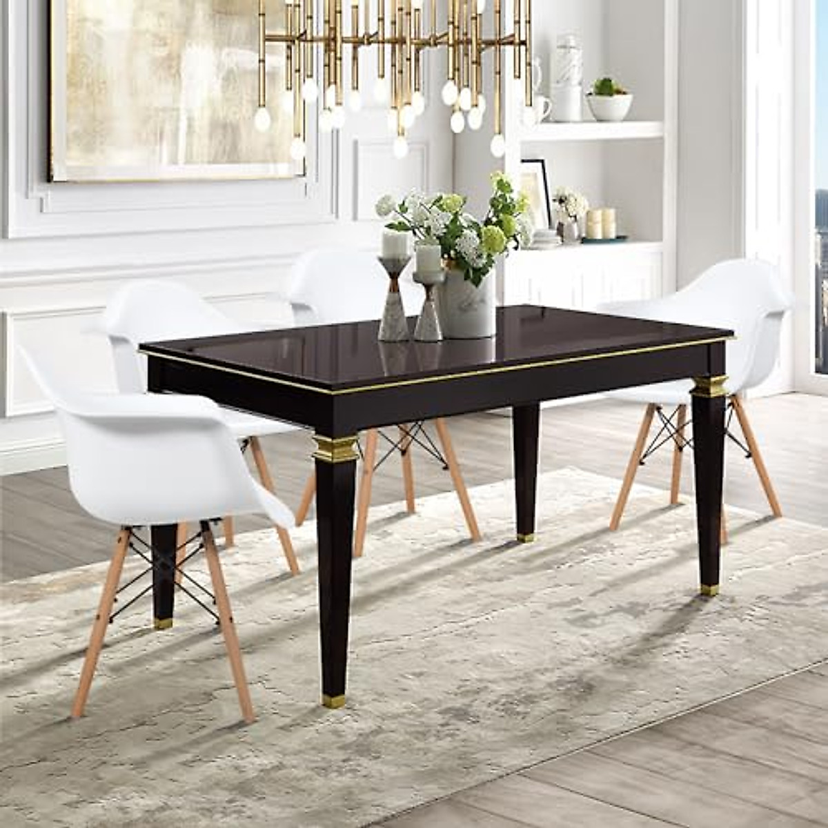 NAFORT Dining Table Chairs Set of 2, White Plastic Shell Chair with Wooden Legs, Backrest & Armrest, Mid Century Modern Style Dinning Chairs for Kitchen, Dining Room & Waiting Room, 2PCs