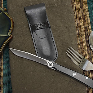 Kai Personal Steak Knife / Gentleman's Knife 3.25" (2 Pack), Folding Steak Knife, Includes Leather Sheath for Discreet Storage, Elegant Personal Dining & Kitchen Knife
