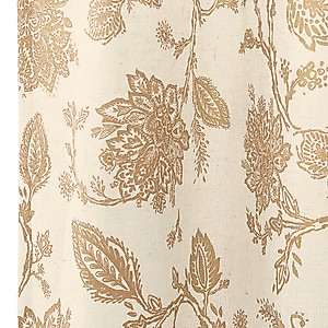 DriftAway Freda Floral Linen Blend Blackout Thermal Insulated Energy Saving Window Linen Curtain Valance Rod Pocket 2 Layers 2 Pack Each 52 Inch by 18 Inch Plus 2 Inch Header Sand