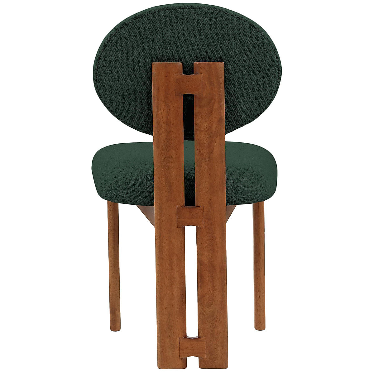Meridian Furniture 489Green-C Napa Collection Mid-Century Modern Boucle Fabric Upholstered Dining Chair with Rich Green Boucle Fabric, Solid Wood, 17.5" W x 20.75" D x 35.75" H, Green, Set of 2