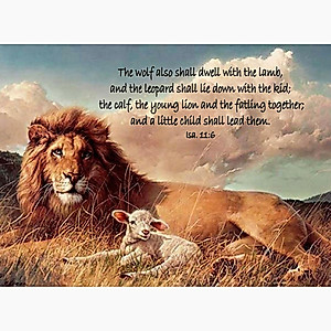 CafePress Greeting Card Lion And Lamb Greeting Cards Greeting Card (20-pack), Note Card with Blank Inside, Birthday Card Glossy