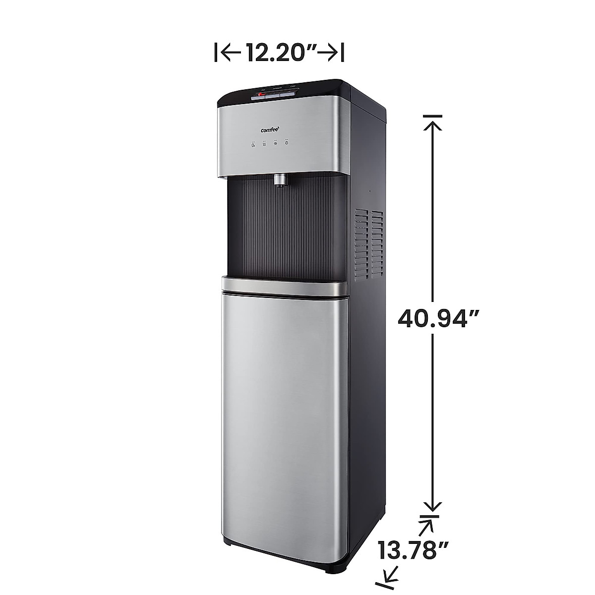 Comfee Ozone Self-Cleaning Bottom Loading Water Cooler, Quick Cooling Water Dispenser with 3 Temperature Settings, Safety Child Lock, Stainless Steel