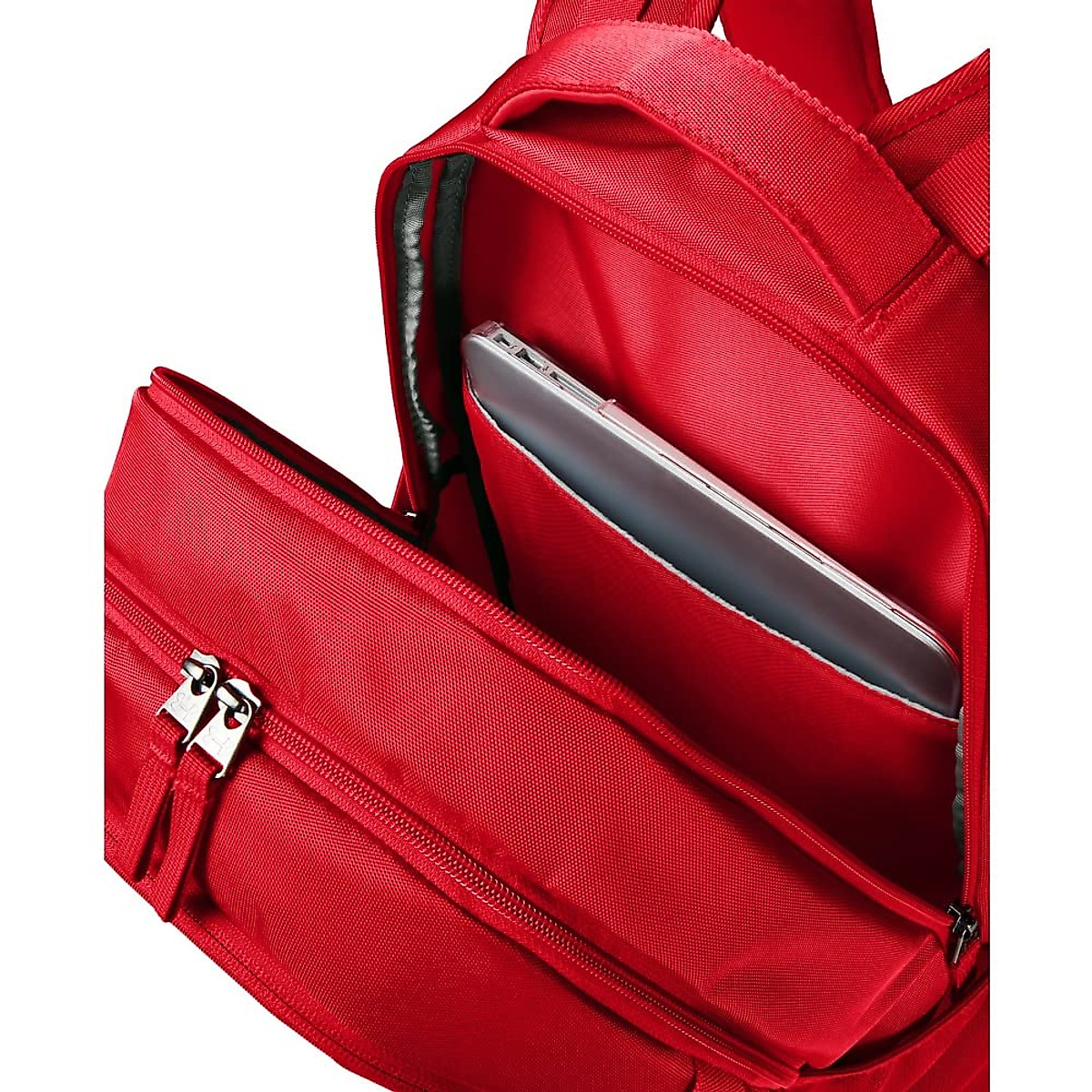 Under Armour unisex-adult Hustle 5.0 Backpack , Red (600)/Silver , One Size Fits All