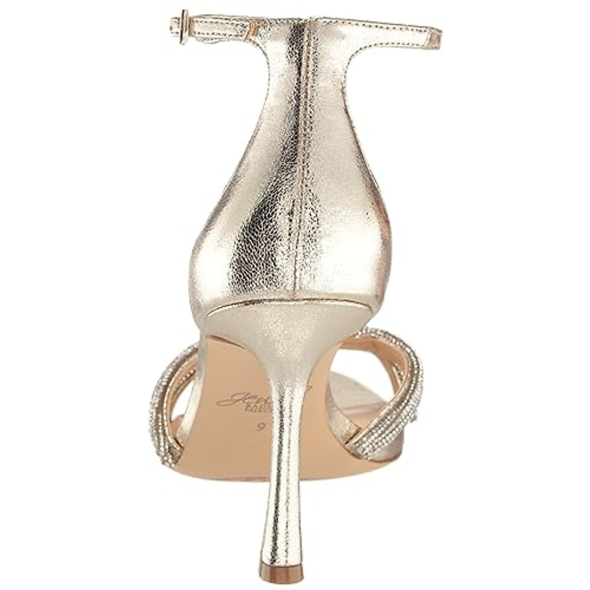 Jewel Badgley Mischka Women's VANI Heeled Sandal, Gold Textile, 9