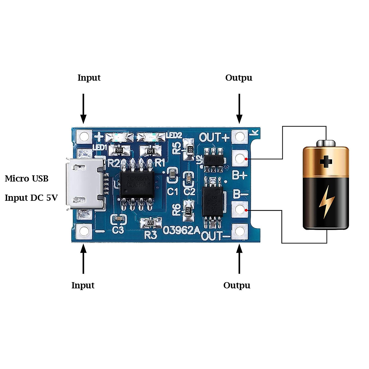 Weewooday Charging Module Battery Charging Board with Battery Protection BMS 5v Micro USB 1a Lithium Charge Module(40 Pieces)