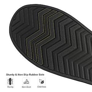 FamilyFairy Men's Memory Foam House Slippers Warm Slip-On Bedroom Shoes Black,XL