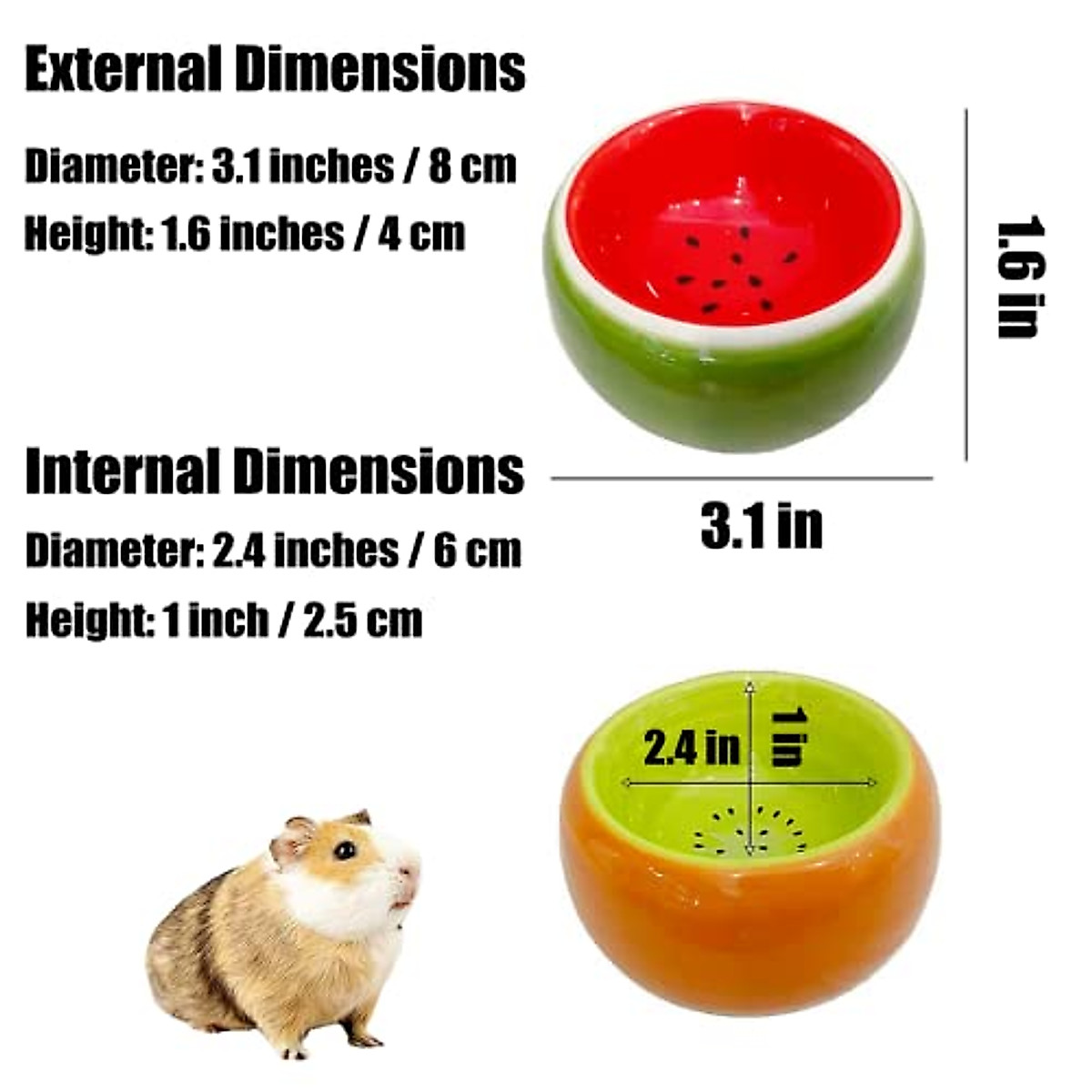 Bangminda 3Pcs Hamster Bowl Ceramic Small Animal Water Bowl Prevent Tipping Anti-Bite Ceramic Feeding Bowls for Guinea Pig Gerbil Ferret Syrian Hamster Chinchilla Rat Hedgehog Bunny