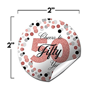 Confetti Rose Gold Polka Dot 50th Birthday Party Sticker Labels, 40 2" Party Circle Stickers by Amanda Creation, Great for Party Favors, Envelope Seals & Goodie Bags
