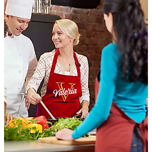 Custom Aprons for Women with Pockets, Mother Day Gift for Mom, Grandma, Personalized Kitchen Gifts for Mom, Grandma, Mother, Women, Wife, Aprons for Cooking, Unique Cute Design Aprons with Custom Name