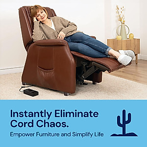 The Blue Cactus Universal Battery Pack for Reclining Furniture with LCD Display- Wireless 2500mAh Rechargeable Battery for Electric Recliner, Power Sofa, Couch, Lift Chair- Fits 2-Pin Motion Furniture