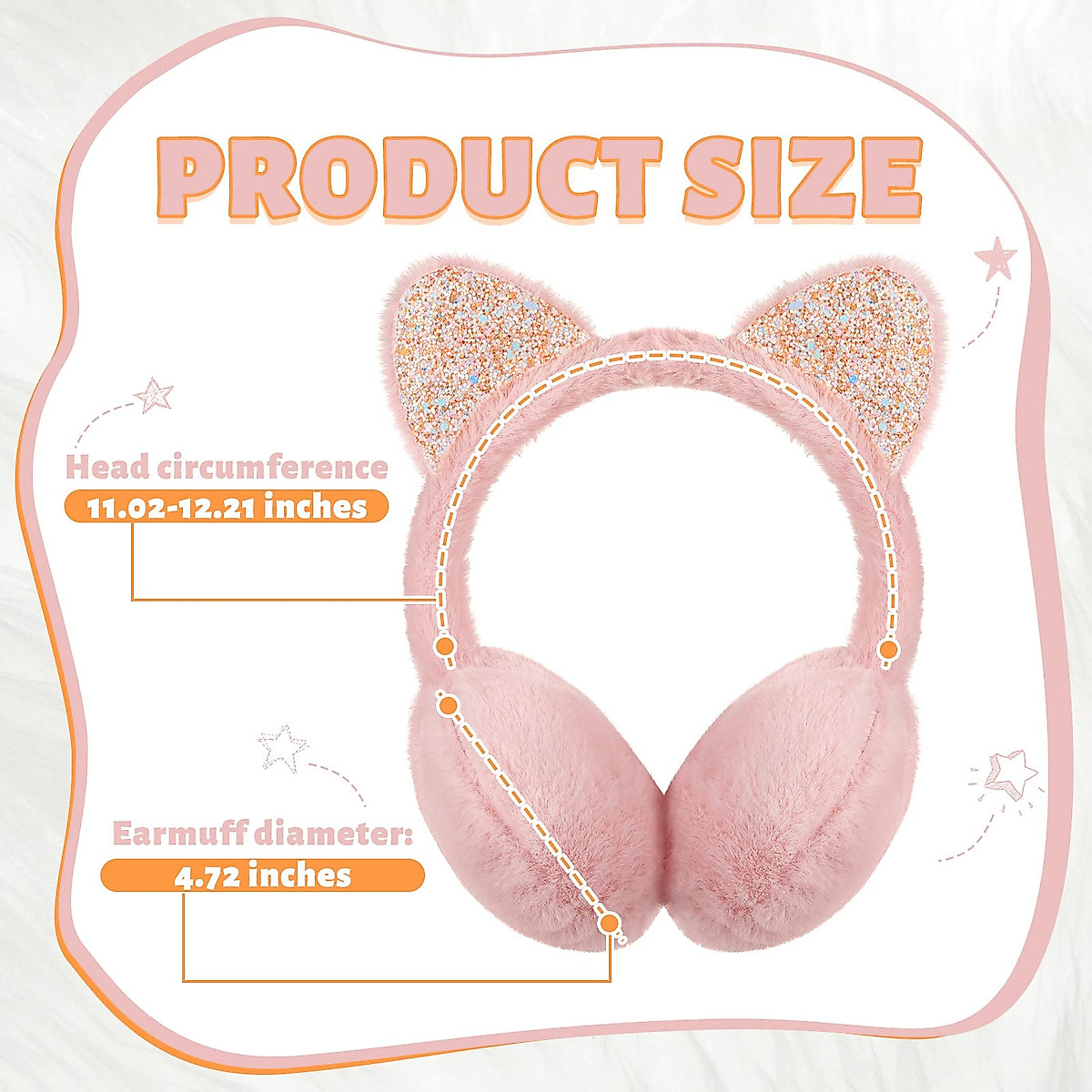 Henoyso 2 Pcs Cute Animal Earmuffs Winter Kids Earmuff Warm Fluffy Cat Ear Earmuffs for Girls Boys Kids Children Outdoor (Pink, White)