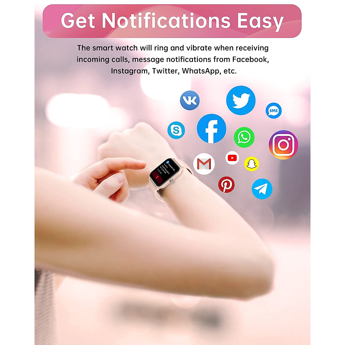 Smart Watches for Men Women (Answer/Make Call), Alexa Built in, 1.8" Full Touch Screen Fitness Tracker with Heart Rate SpO2 Sleep Monitor IP68 Waterproof Smart Watch for iPhone Android Phones, Pink