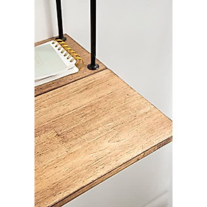 Kate and Laurel Walters Modern Farmhouse Wood and Metal Floating Desk with Folding Drop-Leaf Design, 31x30x14, Rustic Brown/Black