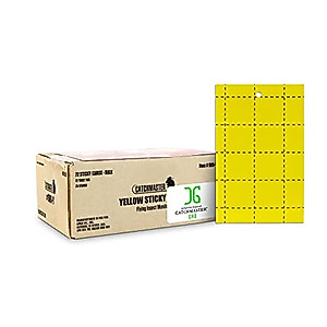 Double-Sided Yellow Sticky Card Insect Trap by Catchmaster - 72 Count, Ready to Use Indoors & Outdoors. Flying Bug Plastic Monitor Plant Protection Greenhouse UV-Resistant Waterproof Non-Toxic
