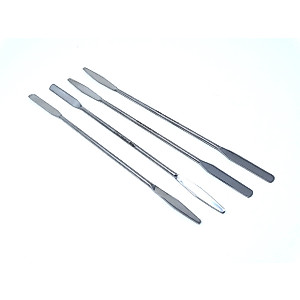 Pack of 4 Lab Micro Double Ended Spatula Round/Tapered Arrow End (Flat Ends 50mm x 9mm), 9" L, Stainless Steel