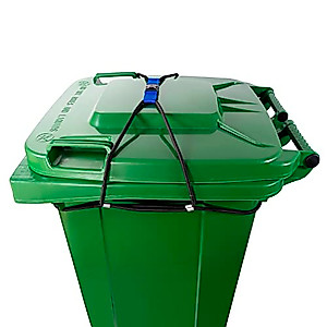 ZONDER Trash Can Lock | Bungee Cord Outdoor Trash Can Lock for Raccoons Animals | Neat Yard | Bear Garbage Bin Lock - Ease of Use - Durable - Single Pack