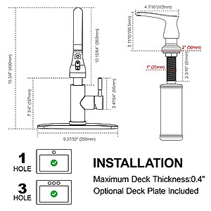 Brushed Nickel Pull Down Kitchen Faucet with Soap Dispenser - High Arc 3-Function Pull Out Kitchen Faucet, Stainless Steel Kitchen Sink Faucet with Pull Down Sprayer Single Hole Single Handle