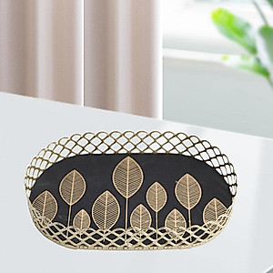 Multi-Purpose Storage Tray Jewelry Store Basket Decorative Tray Photography Prop Makeup Tray for Dresser Home Accessories, Black Small Leaves