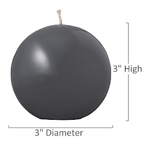 Unscented Round Candles Set of 3 | Long Lasting 3 Inch Ball Candles with Clean Burning Cotton Wick | Shaped Gray Wax Candles for Unique Centerpiece and Wedding Decorations