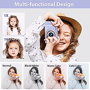 Digital Camera, FHD 2.7K Digital Camera for Kids with 16X Digital Zoom Compact Point and Shoot Camera 3.0Inch IPS Screen Portable Small Camera for Kids Teens Students Boys Girls