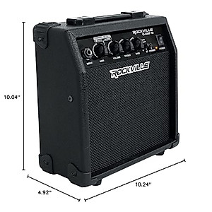 Rockville G-AMP 10 Watt Guitar Amplifier Amp with Bluetooth + Clean/Distortion