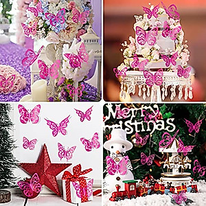 3D Butterfly Wall Decor 60pcs 5 Styles 3 Sizes Butterflies Wall Sticker Removable DIY Hollow PVC Butterfly Wall Decals for Kids Baby Bedroom Girls Teens Nursery Classroom Wedding Birthday Cake Party