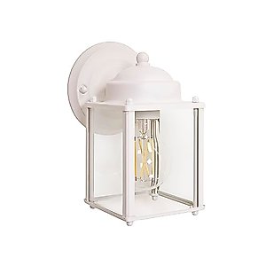 CORAMDEO Outdoor Square Coach Light for Porch, Patio, Deck, Barn, Wet Location, E26 Medium Base Socket, Durable Nickel Finish & Clear Glass