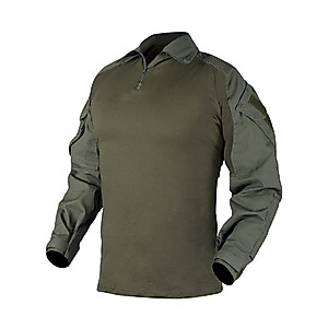 IDOGEAR Men G3 Combat Shirt with Elbow Pads Rapid Assault Long Sleeve Shirt Tactical Military Airsoft Clothing (Ranger Green, X-Large)
