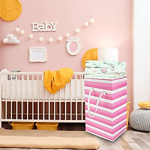 CLOCOR 75L Pink Girl Laundry Hamper,Freestanding Kids Laundry Basket,Lightweight Tall Baby Girls Room Baskets,Collapsible Nursery Hamper,Waterproof Large Toys Storage Bins(Pink Hamper)