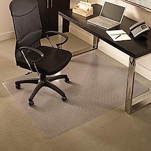 Chair Mat for Medium Pile Carpet, 60"x72" Rectangle, Clear Vinyl Beveled Edge, Clear