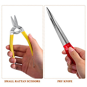 VILLCASE Wicker Repair Tool, Wicker Weaving Tool Wicker Furniture Basket Repairing Pick Outdoor Furniture Repair Scissor for Patio Plastic Wicker Chair Sofa Repair