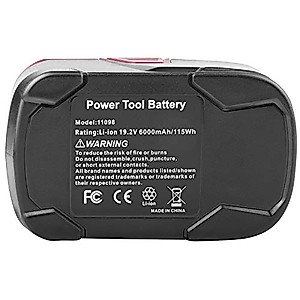 C3 19.2V 6000mAh Lithium Battery Replacement for Craftsman C3 XCP 11375 130279005 1323903 130211004 11045 315.115410 315.11485 Cordless Power Tools (2 Packs)