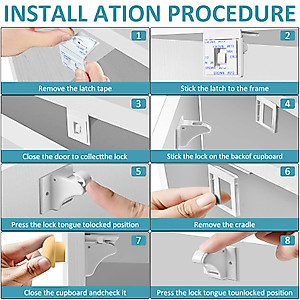Dyoac Magnetic Cabinet Locks Baby Proofing Children's Invisible Lock for Cabinets, Doors, Drawers - Easy to Install Children Proofing (4 Locks and 1 Key)