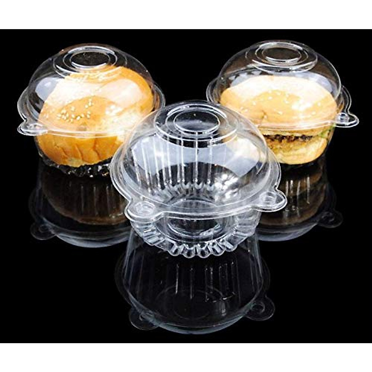Leoyoubei 100 pieces BPA Free Clear Plastic Single Individual Cupcake Boxes,Muffin Dome Holders Cases Boxes Cups Pods,Clamshell Container Cupcake Holders,Great for Parties or Cake/Muffin Sales