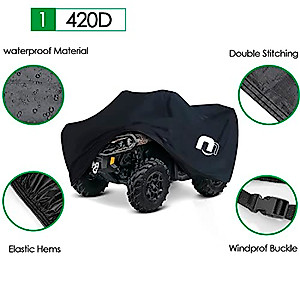 Waterpfoof ATV Cover, Heavy Duty Windproof, Protect 4 Wheelers from Snow Rain & Sun (Black, 102 inch)