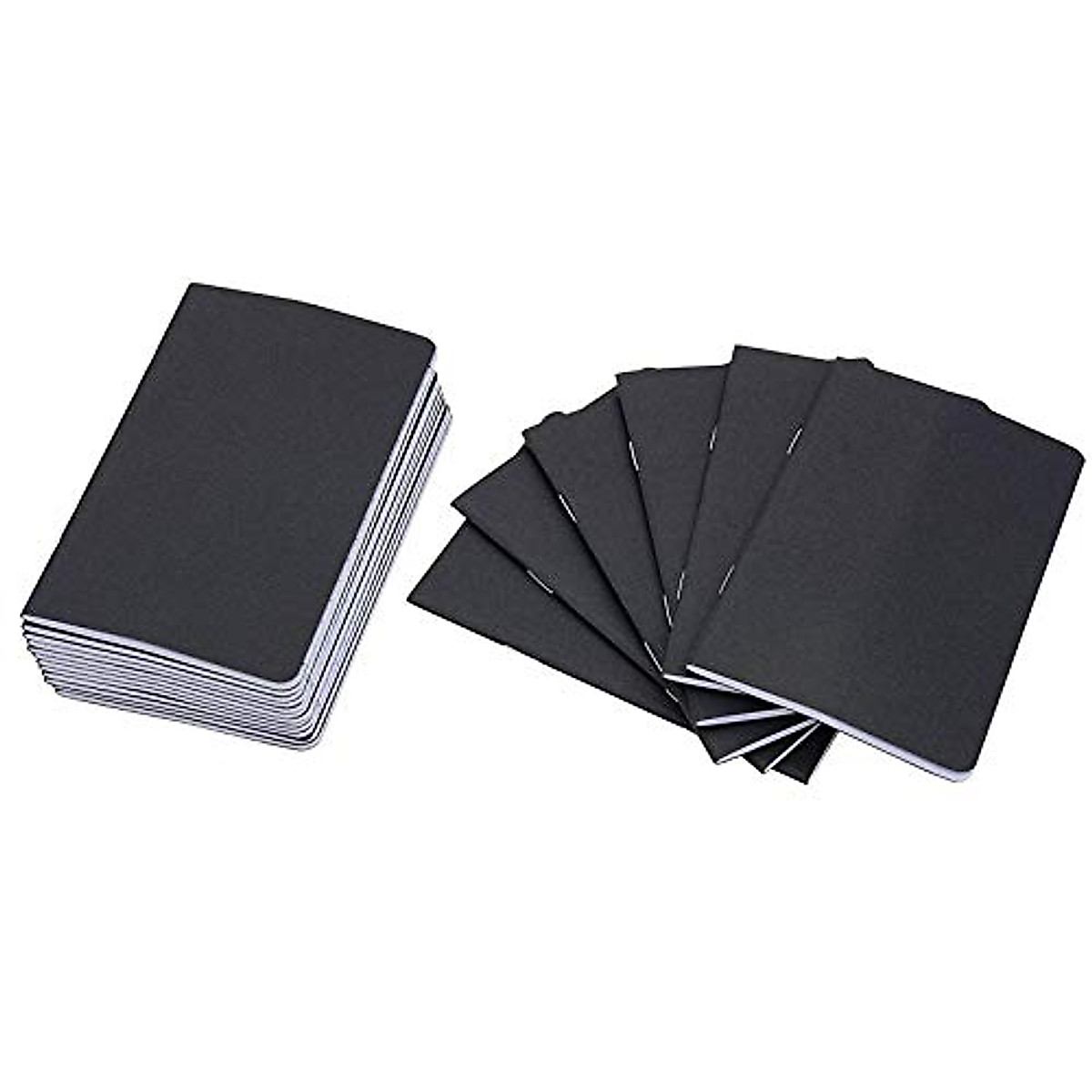 24 Pcs 5.5 Inch x 3.5 Inch Black Cover Pocket Notebook 32 Sheets (64 Pages) Blank Pages 70 Gsm Paper (Blank 24pcs)