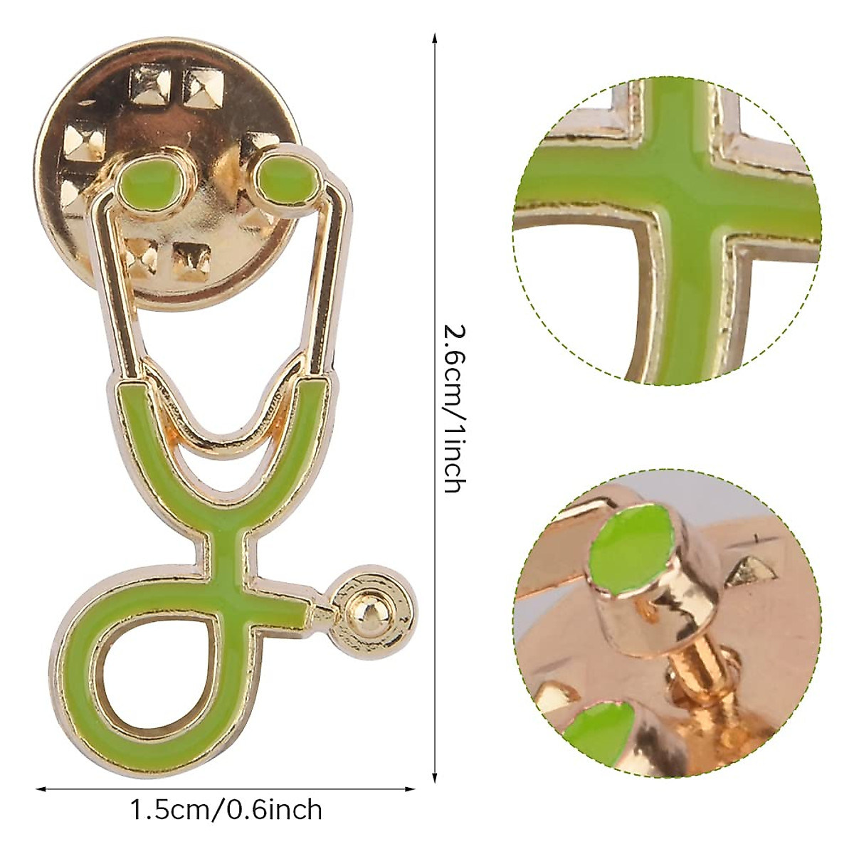 Fawcotu 10pcs Stethoscope Brooches,Alloy Nurse Doctor Pins Mini Stethoscope Lapel Pins Decor for Clothing Bag,Women Gift(As Shown)