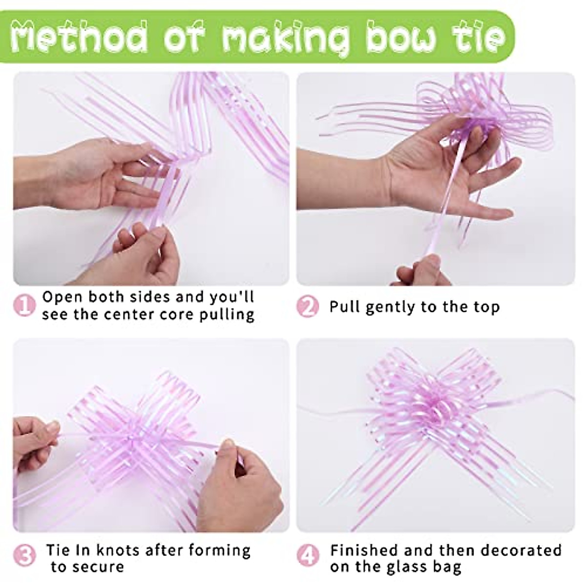 WeDoSoy 10 Pack Easter Basket Bags, Large Cellophane Bags, 22x32 Inches Cello Basket Bags Easter Eggs Bunny Wrap Bags with 10 Pieces Pull Bow, Cellophane Wrapping for Gift Packaging Party Decorations